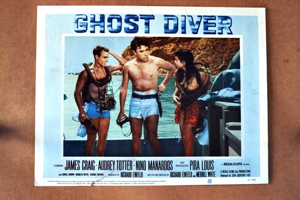 ORIGINAL LOBBY CARD - GHOST DIVER - 1957 - title card - James Craig, Audrey Totter, Nico ...