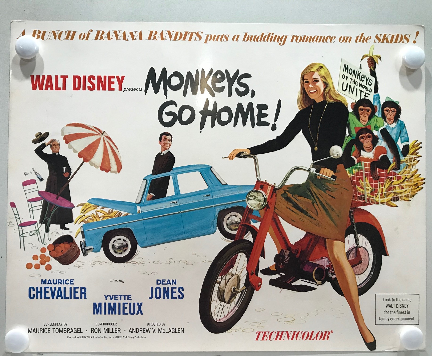 ORIGINAL LOBBY CARDS - MONKEYS, GO HOME! - 1967 - Walt Disney - set of 8 - Maurice Chevalier ...
