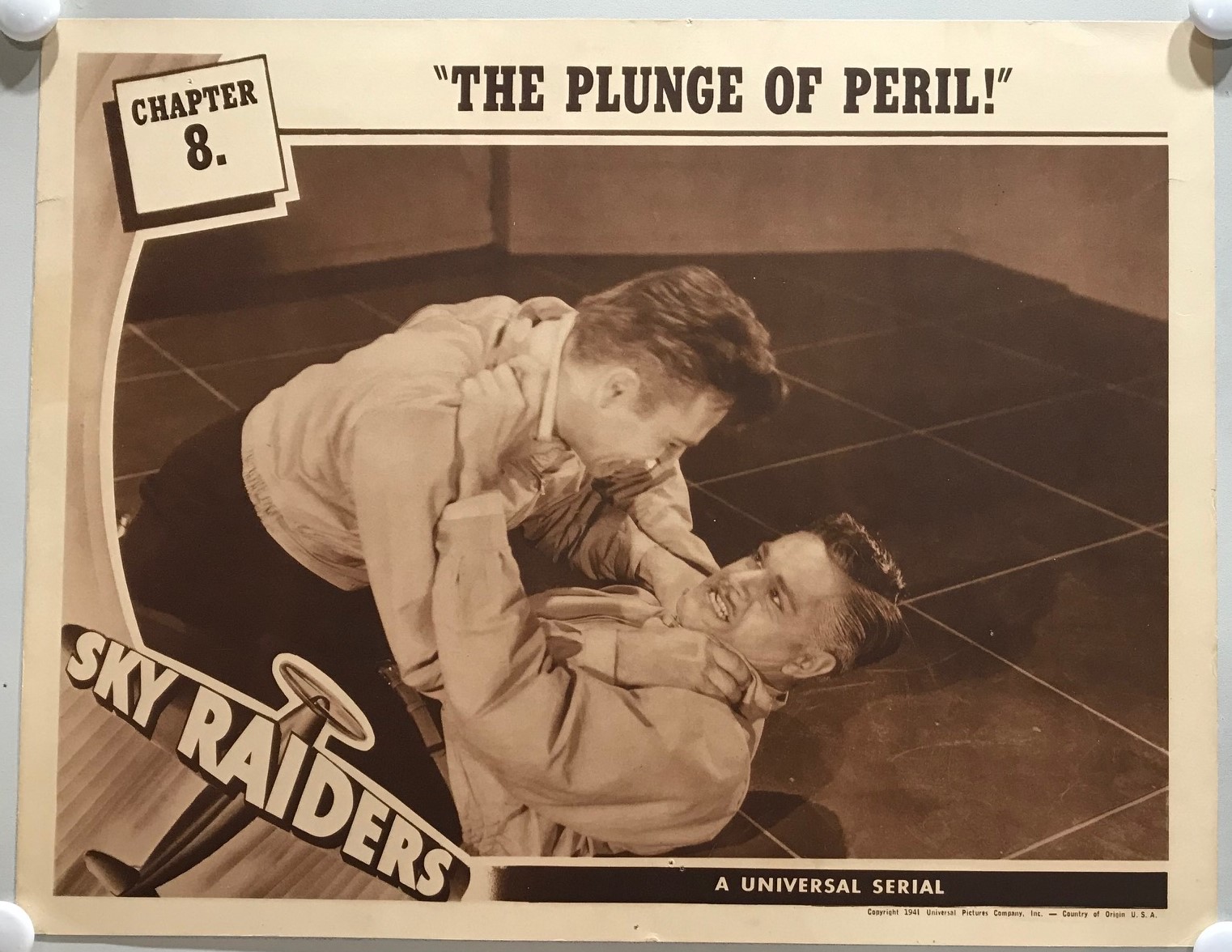 ORIGINAL SERIAL LOBBY CARD - SKY RAIDERS (c) - 1941 – scene card - Ch 8 ...