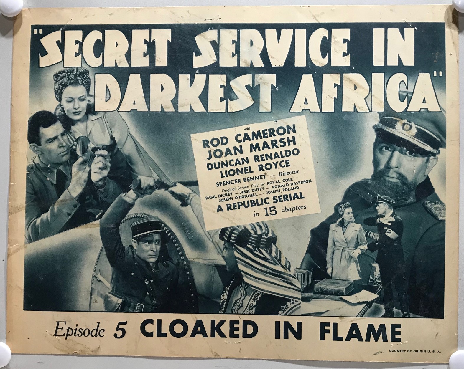 ORIGINAL SERIAL LOBBY CARD - SECRET SERVICE IN DARKEST AFRICA - 1943 ...