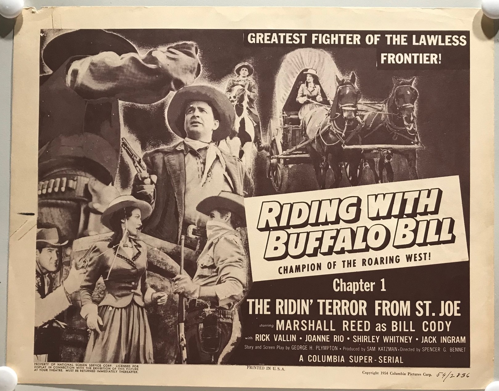 ORIGINAL SERIAL LOBBY CARD - RIDING WITH BUFFALO BILL (a) - 1954 ...