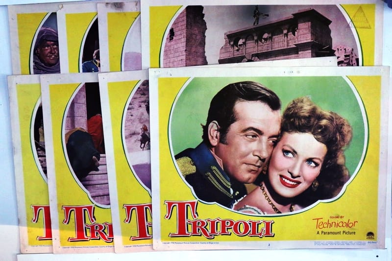 ORIGINAL LOBBY CARDS - TRIPOLI - 1950 - set of 8 - John Payne, Maureen O'Hara, Howard Da Silva ...