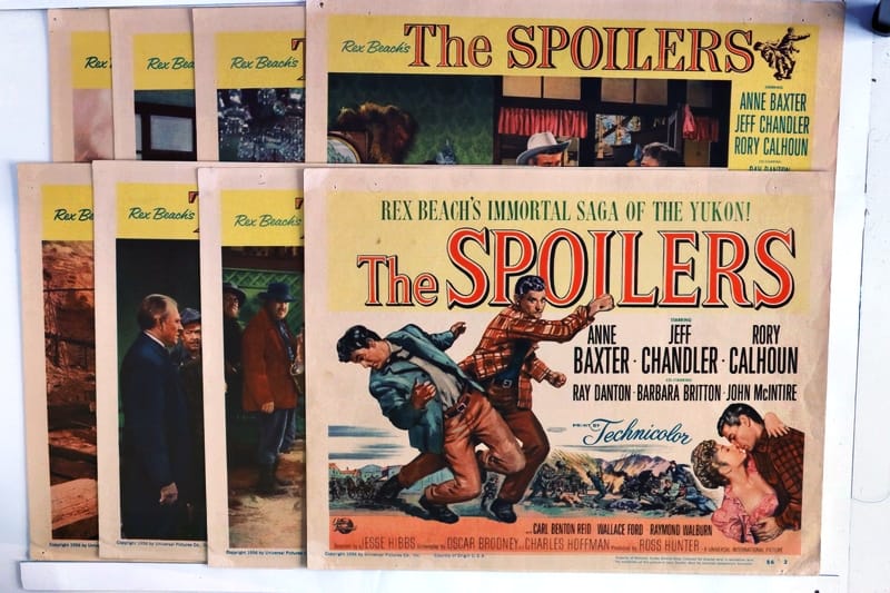 ORIGINAL LOBBY CARDS - THE SPOILERS - 1956 - set of 8 - Anne Baxter ...