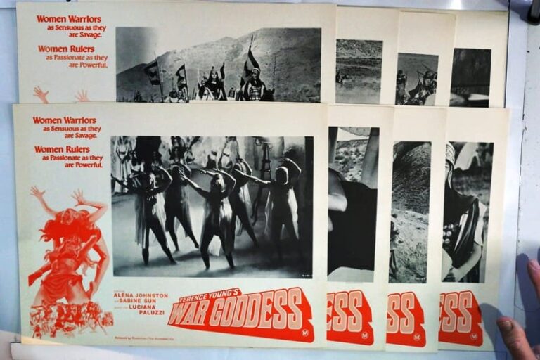ORIGINAL LOBBY CARDS - WAR GODDESS - 1973 - set of 8 - Australian - Alena Johnston Sabine Sun ...
