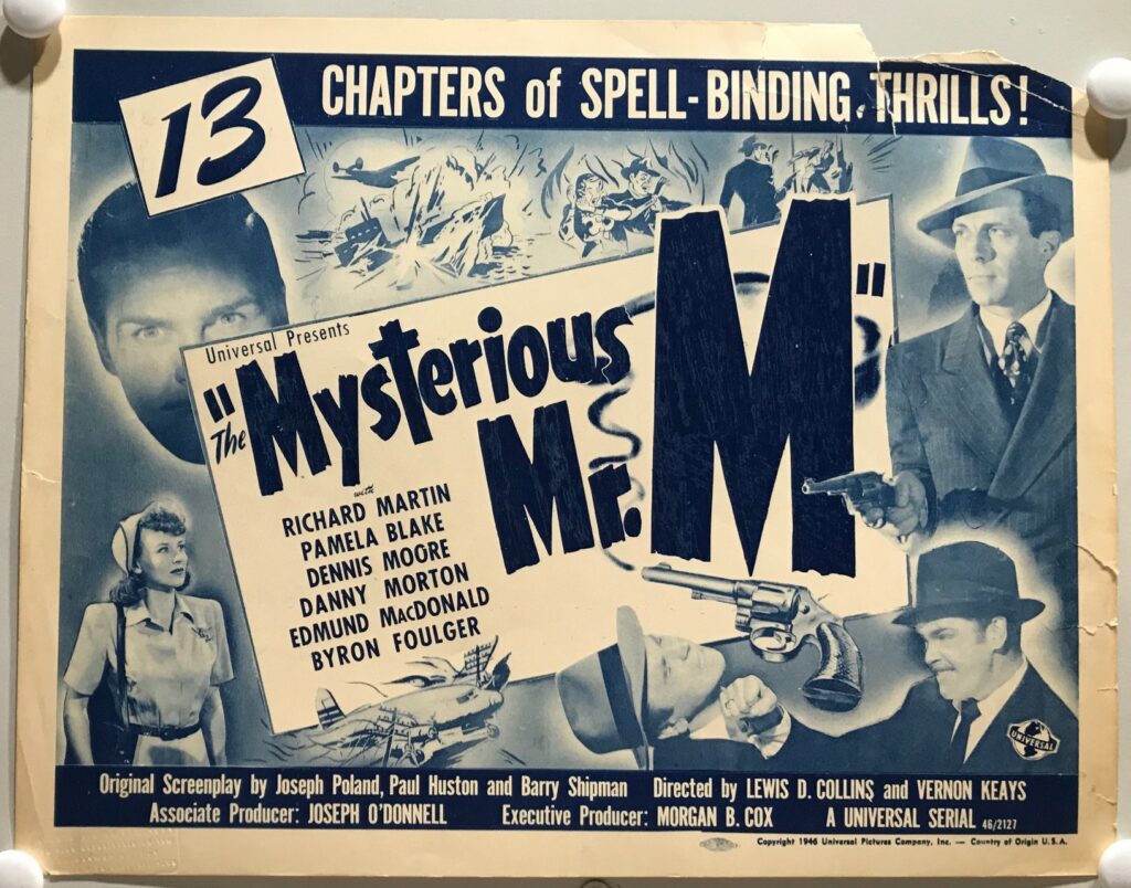 ORIGINAL SERIAL LOBBY CARD - MYSTERIOUS MR. M - 1946 - Title Card - Richard Martin, Pamela Blake ...