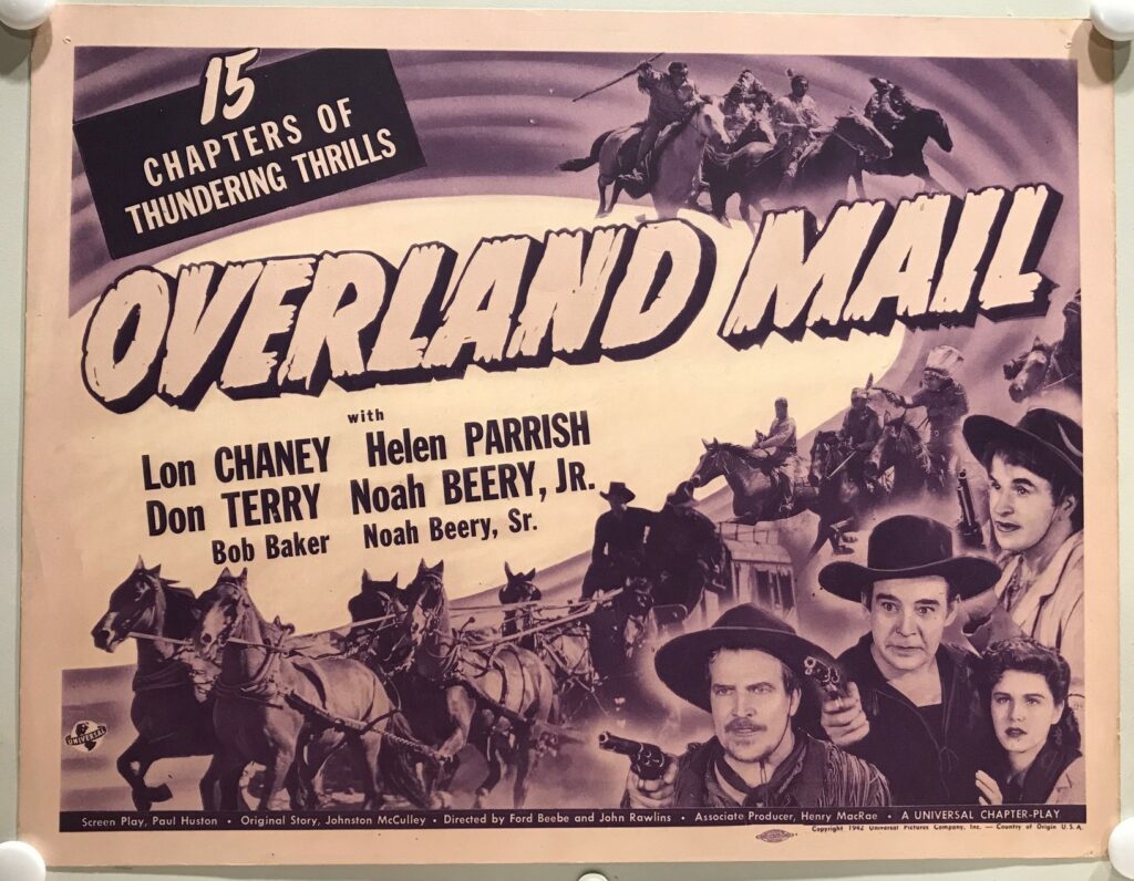 ORIGINAL SERIAL LOBBY CARD - OVERLAND MAIL (a) - 1942 - Main Title card ...