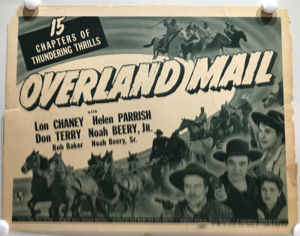 ORIGINAL SERIAL LOBBY CARD - OVERLAND MAIL (c) - 1942 - Main Title card ...