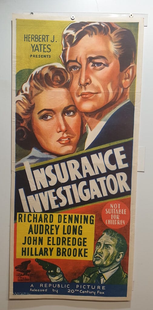 ORIGINAL DAYBILL MOVIE POSTER- INSURANCE INVESTIGATOR RICHARD DENNING ...