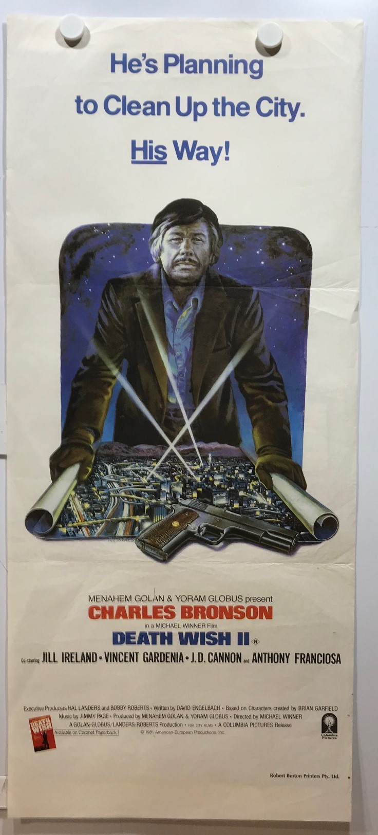 ORIGINAL DAYBILL MOVIE POSTER - DEATH WISH II - 1982 - Charles Bronson ...