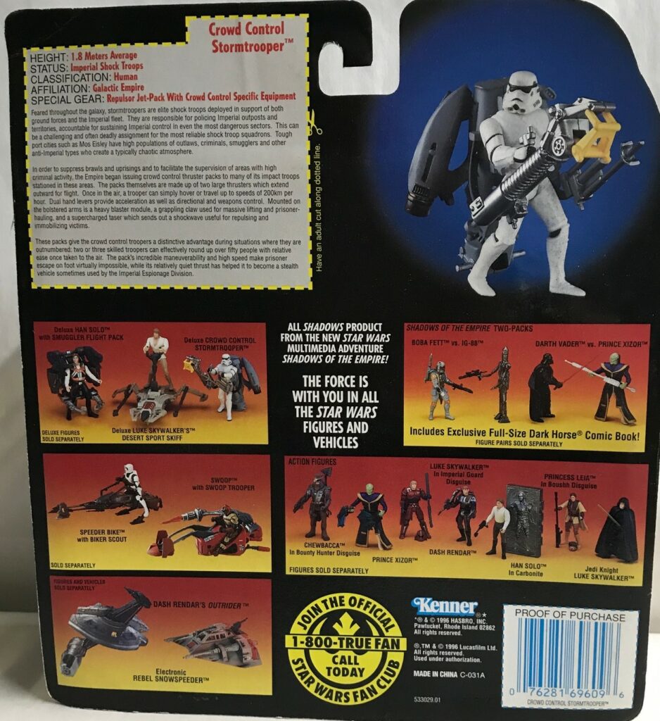 STAR WARS - KENNER - CROWD CONTROL STORMTROOPER - with Flight Action ...