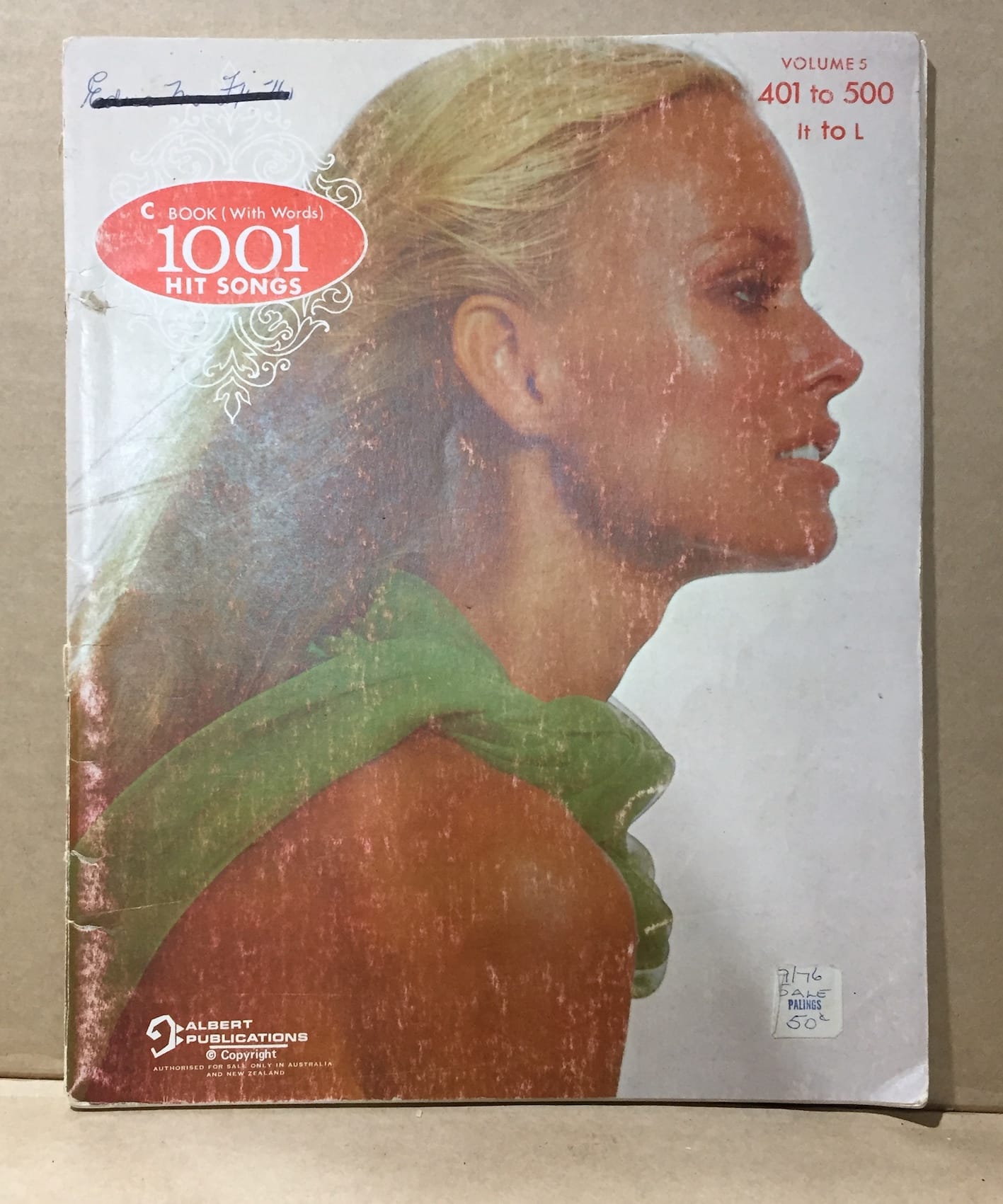 MUSIC SHEET BOOK - 1001 HIT SONGS - VOL 5 - 401 - 500 (IT TO L) - X ...