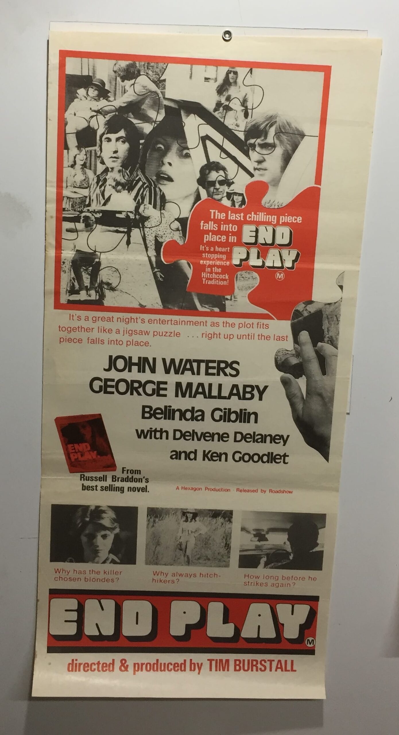 ORIGINAL DAY BILL MOVIE POSTER - END PLAY - AUSTRALIAN - X Marks The Shop