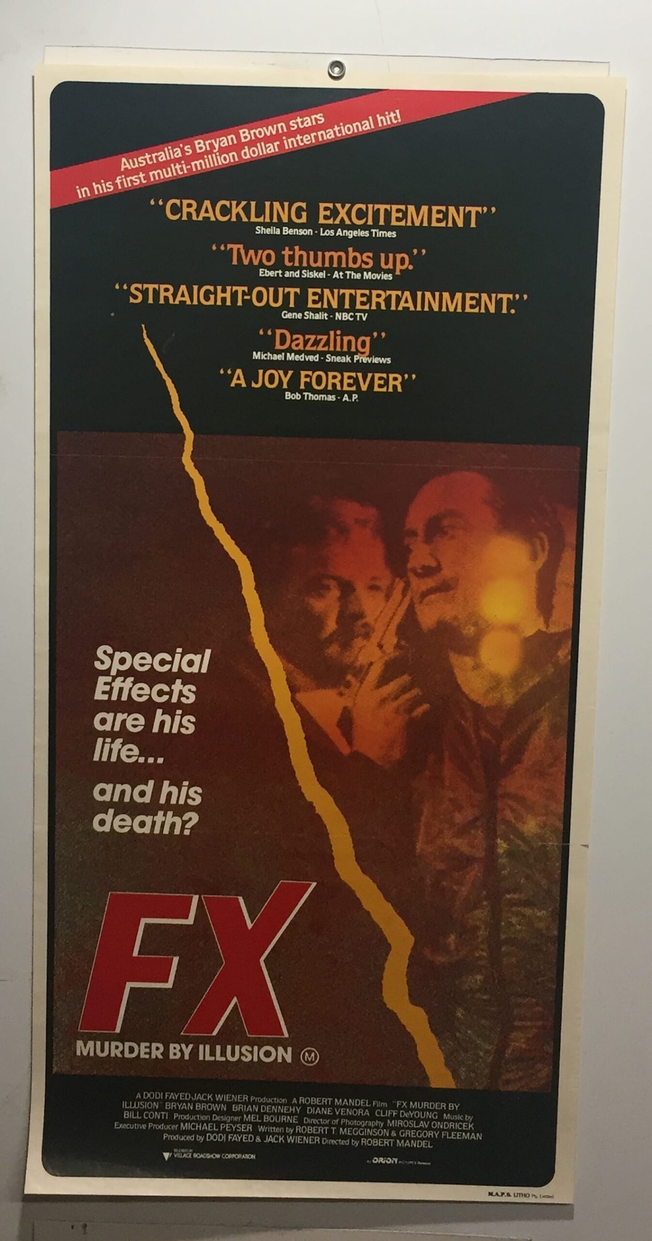 ORIGINAL DAY BILL MOVIE POSTER - FX - Murder By Illusion - AUSTRALIAN - Bryan Brown, Brian ...