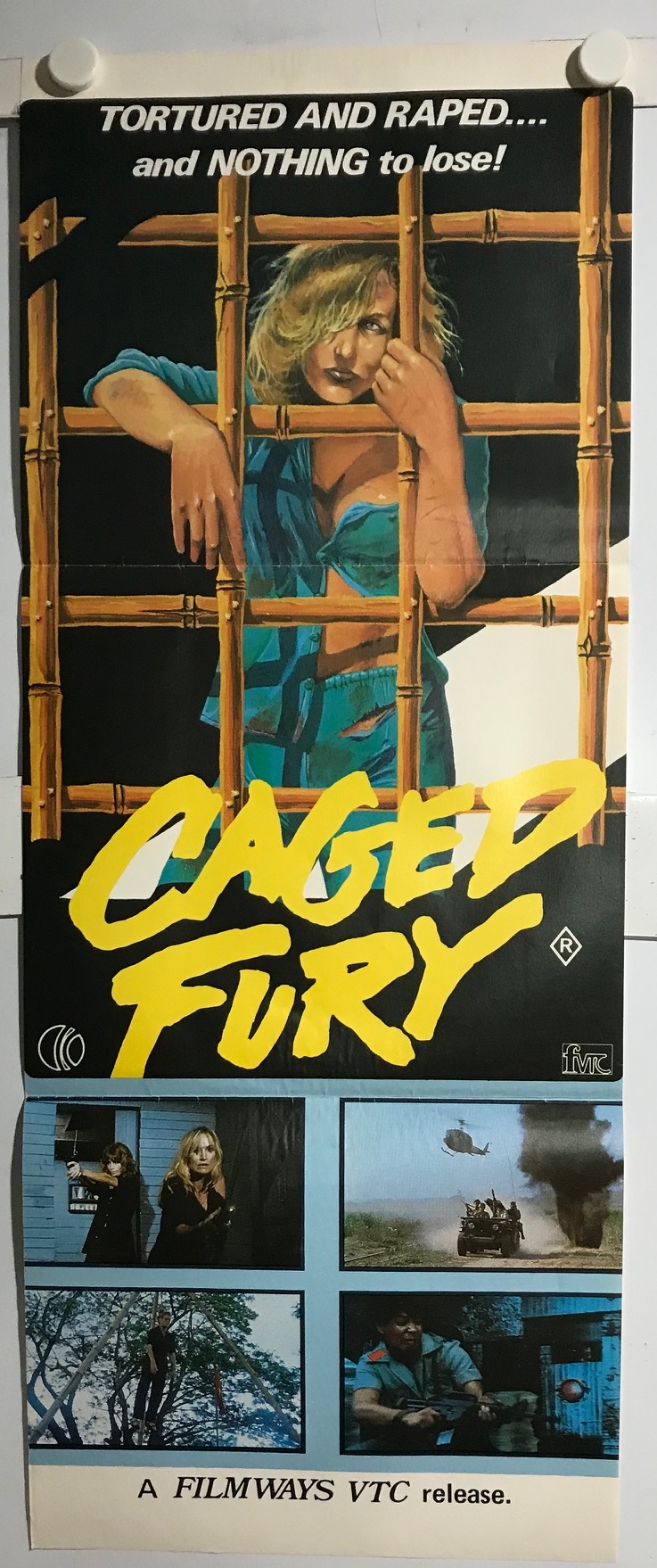 ORIGINAL DAYBILL MOVIE POSTER - CAGED FURY - X Marks The Shop
