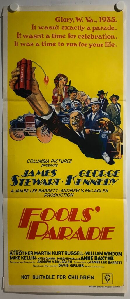 ORIGINAL DAYBILL MOVIE POSTER - FOOLS PARADE - 1971 - X Marks The Shop
