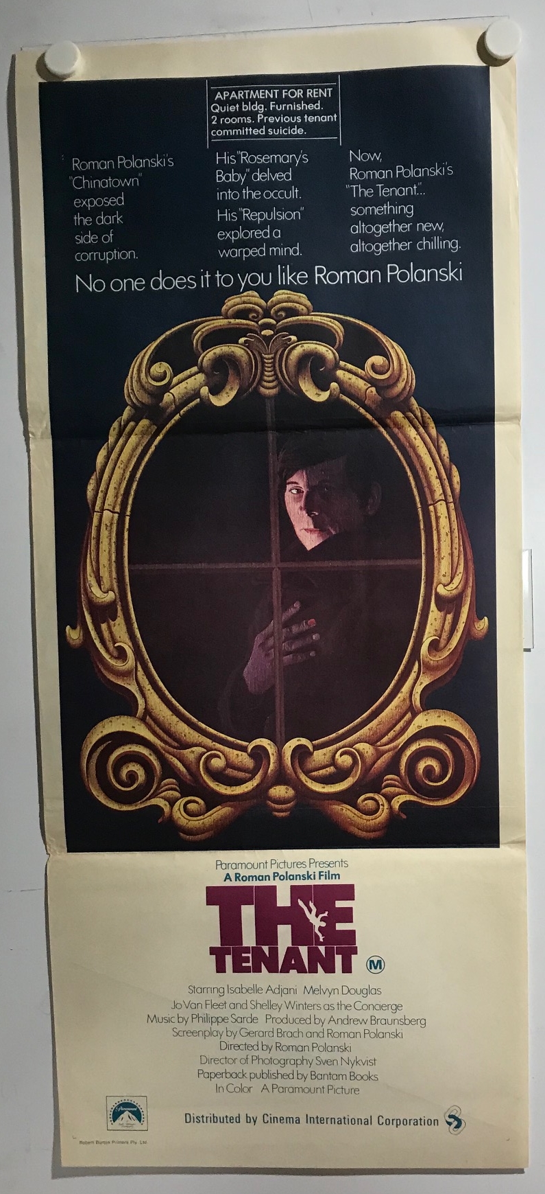 ORIGINAL DAYBILL MOVIE POSTER - THE TENANT - 1976 - X Marks The Shop