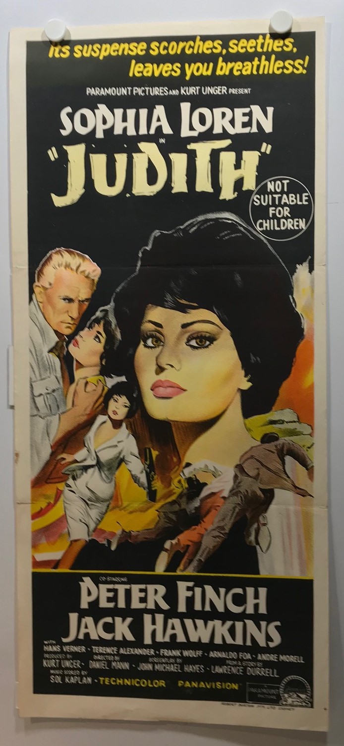 ORIGINAL DAYBILL MOVIE POSTER - JUDITH - Sophia Loren, Peter Finch ...