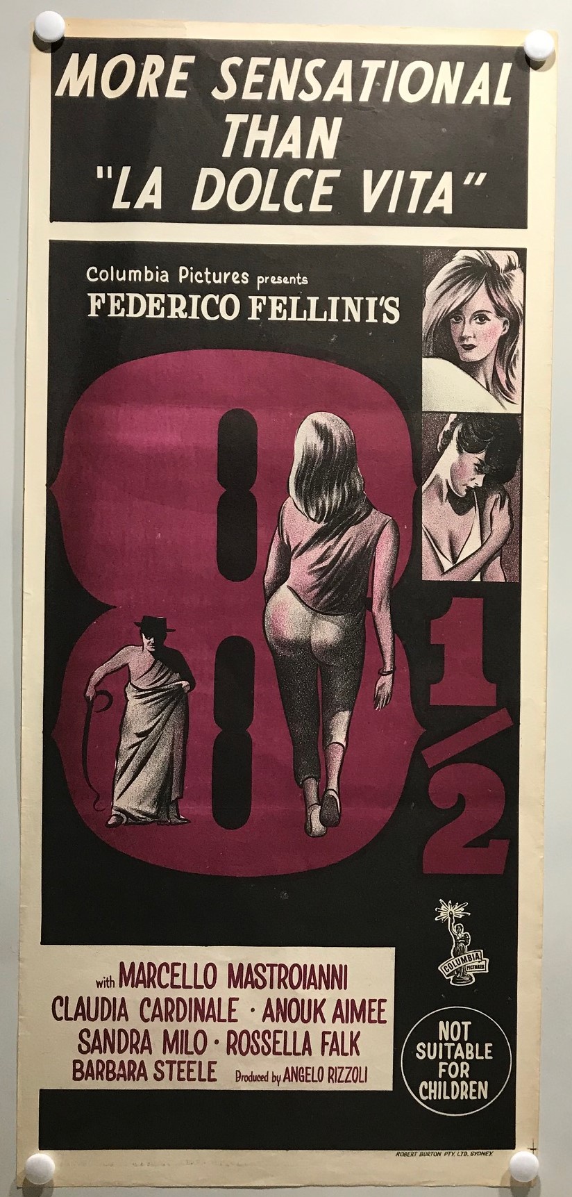 ORIGINAL DAYBILL MOVIE POSTER - FEDERICO FELLINI'S - 8 & 1/2 - 1963 - X Marks The Shop