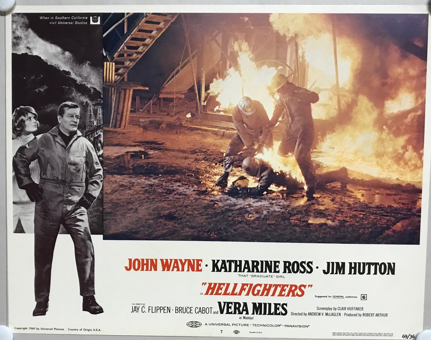 ORIGINAL LOBBY CARDS - HELLFIGHTERS - 1969 - set of 8 - John Wayne, Katarine Ross, Jim Hutton ...