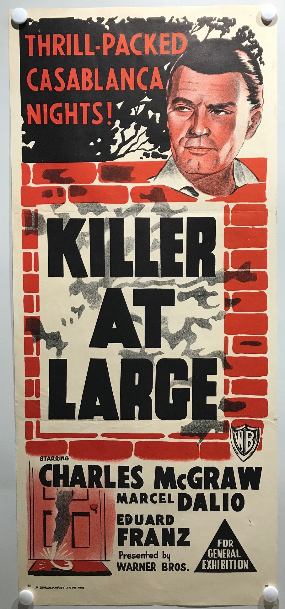 ORIGINAL DAYBILL MOVIE POSTER - KILLER AT LARGE - Charles Mc Graw ...