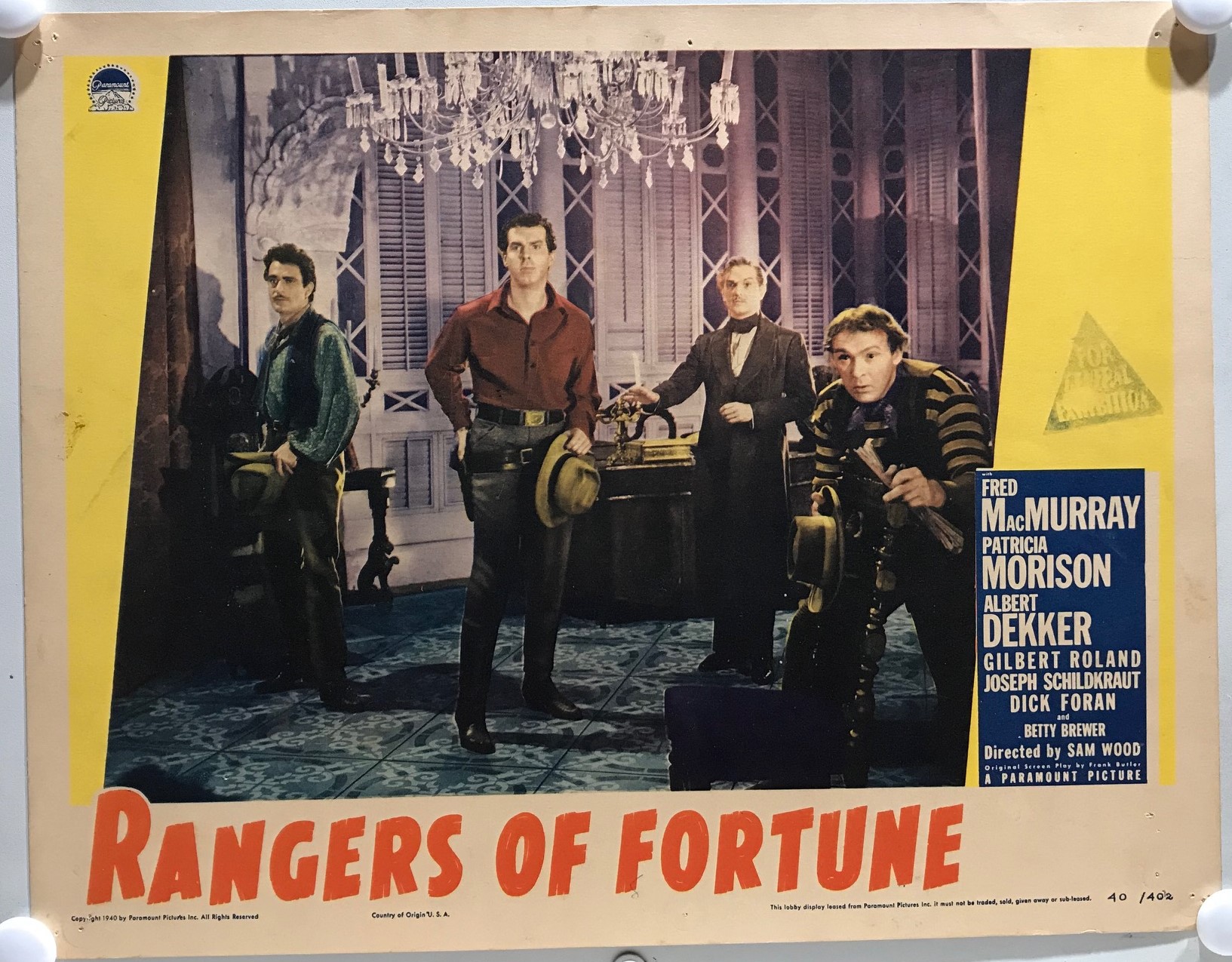 ORIGINAL LOBBY CARDS - RANGERS OF FORTUNE -1940 - set of 8 - Fred ...