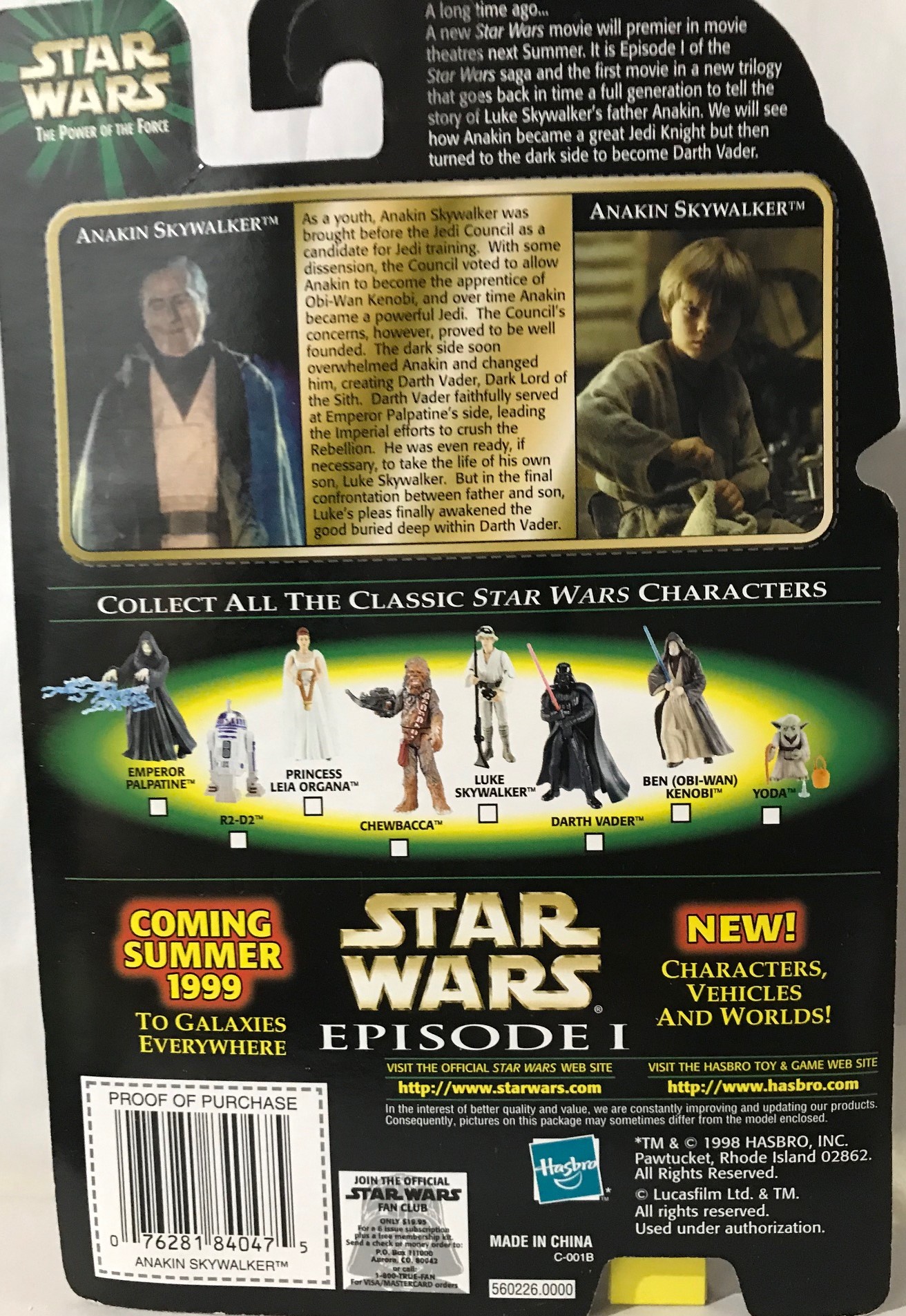 STAR WARS - HASBRO - POTF - ANAKIN SKYWALKER - with Lightsaber - X ...