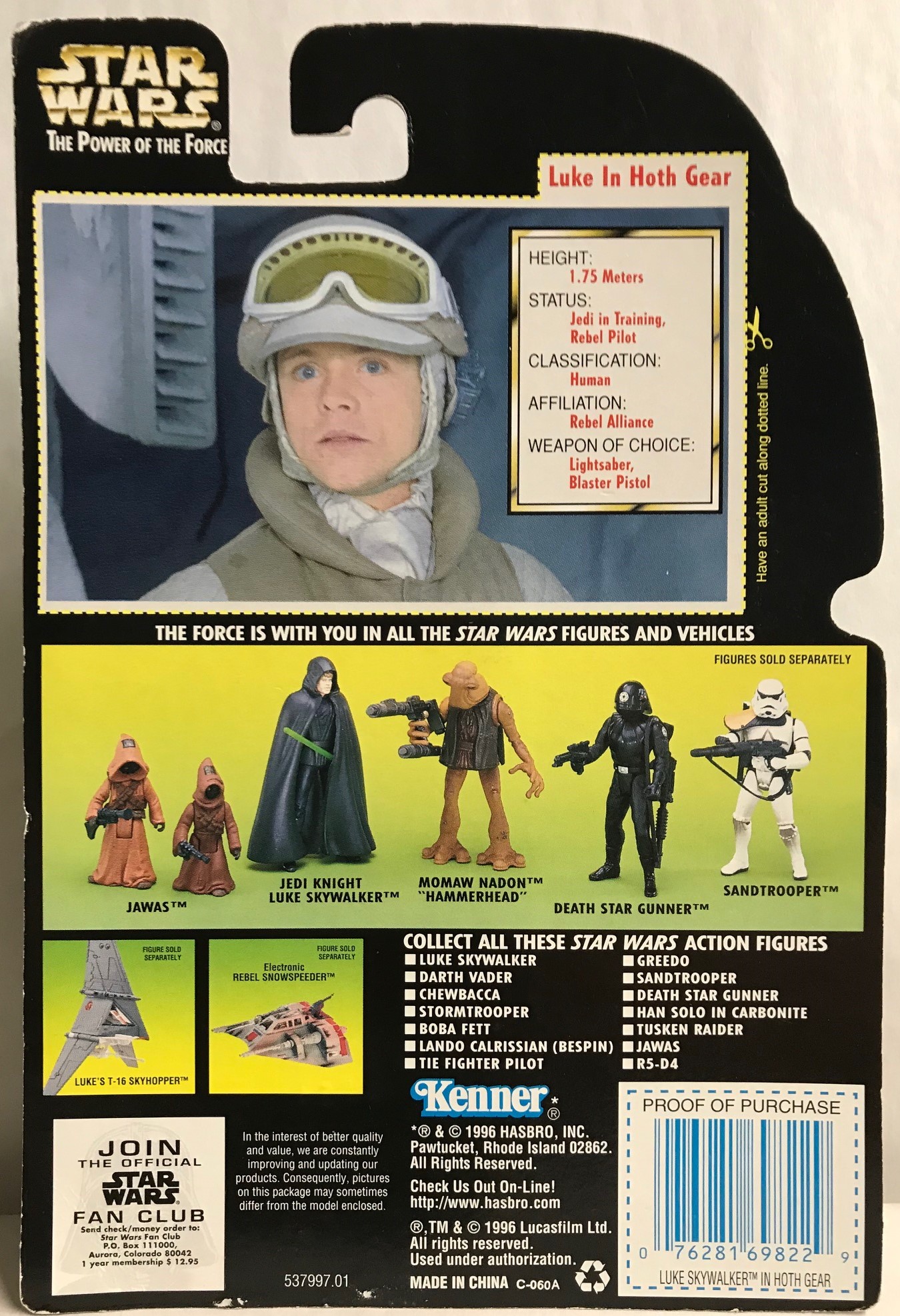 STAR WARS - KENNER - POTF - LUKE SKYWALKER - IN HOTH GEAR - with ...