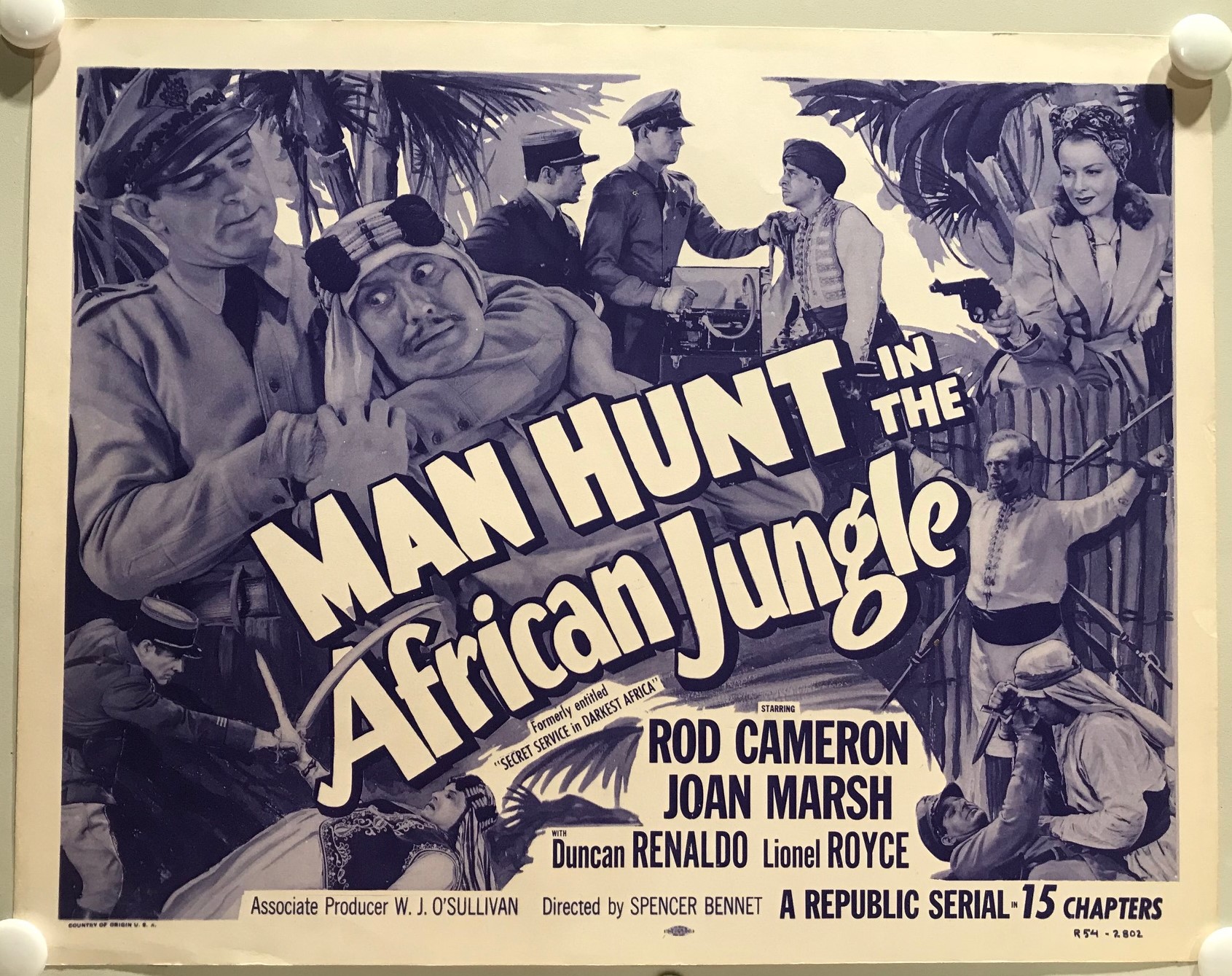 ORIGINAL SERIAL LOBBY CARD - MAN HUNT IN THE AFRICAN JUNGLE (a) - R1954 ...