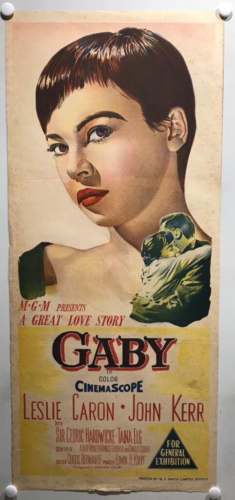 ORIGINAL DAYBILL MOVIE POSTER - GABY -1956 Cast: Leslie Caron, John ...