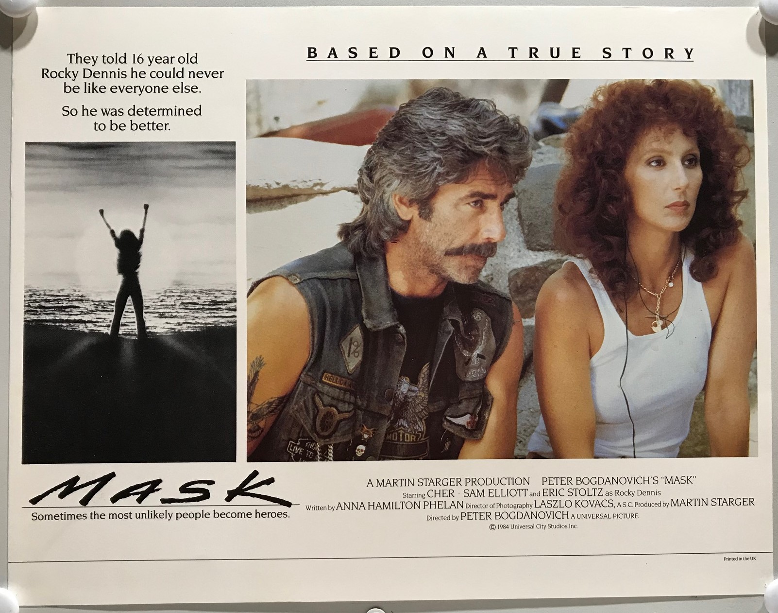 ORIGINAL LOBBY CARDS - MASK - 1985 - set of 8 - Cher, Sam Elliott, Eric ...