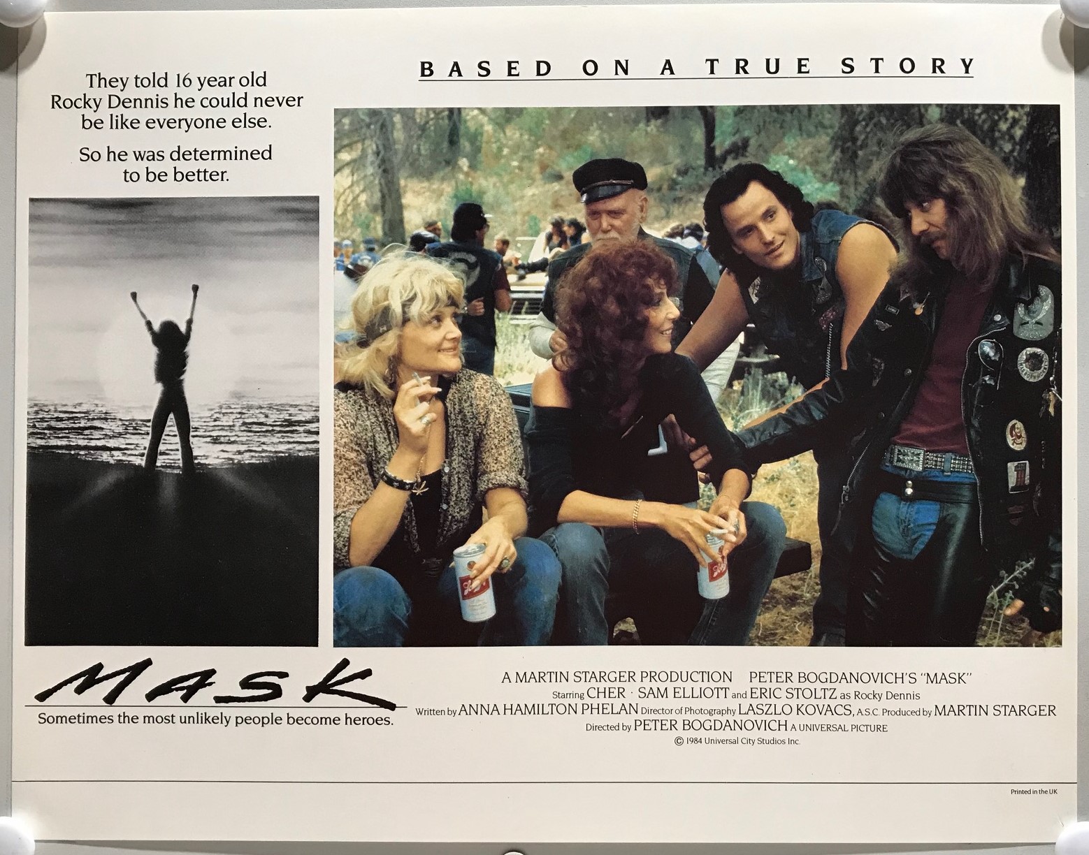 ORIGINAL LOBBY CARDS - MASK - 1985 - set of 8 - Cher, Sam Elliott, Eric ...