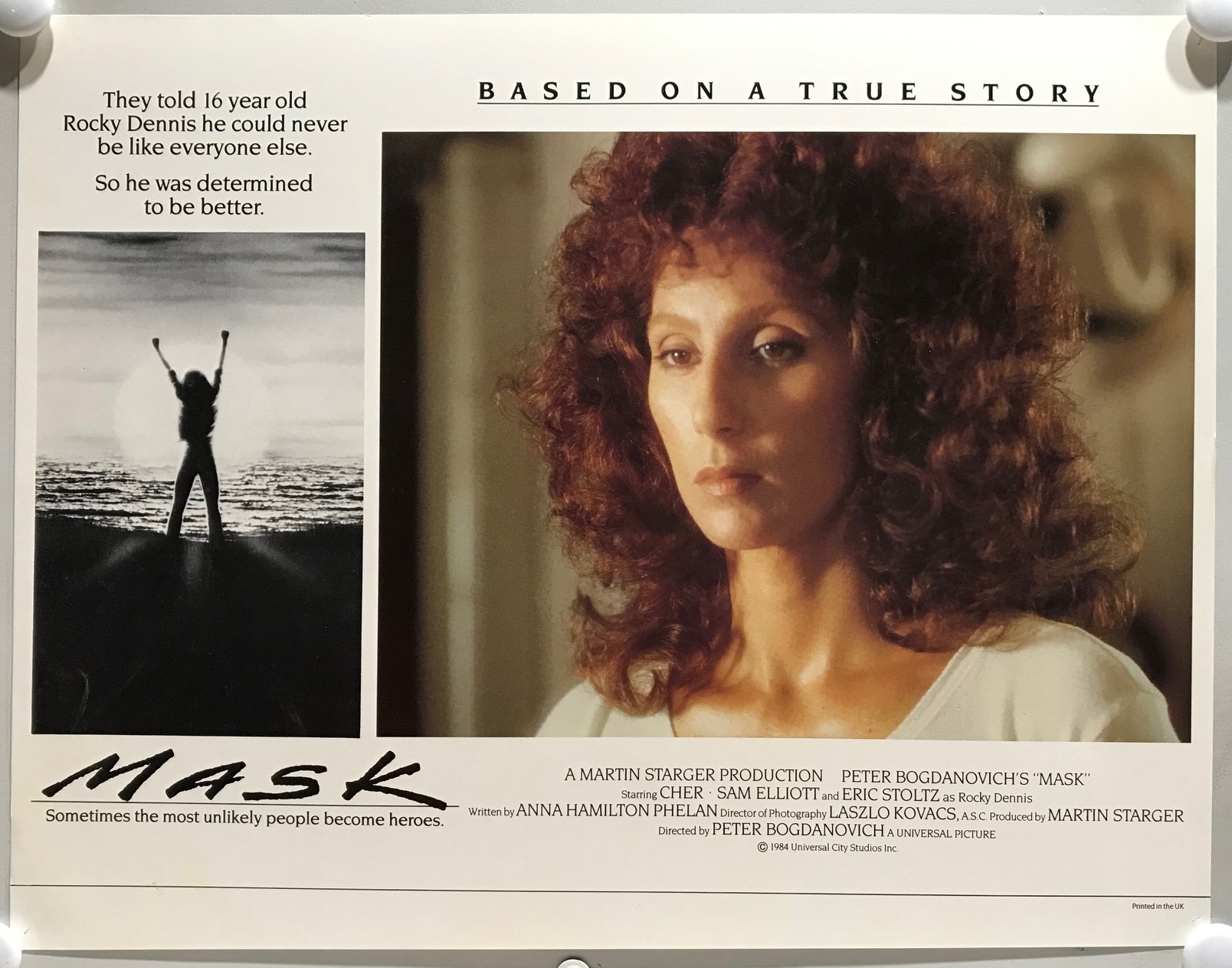 ORIGINAL LOBBY CARDS - MASK - 1985 - set of 8 - Cher, Sam Elliott, Eric ...