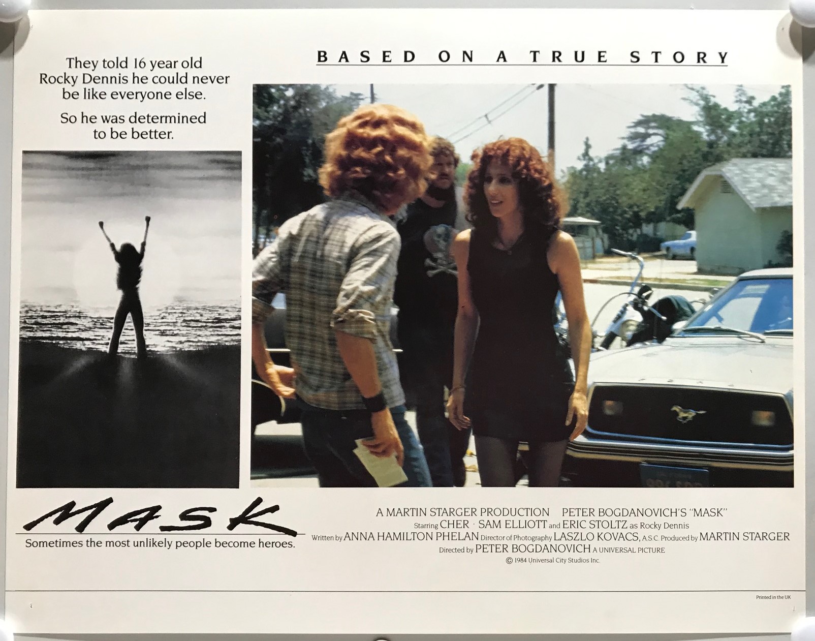 ORIGINAL LOBBY CARDS - MASK - 1985 - set of 8 - Cher, Sam Elliott, Eric ...