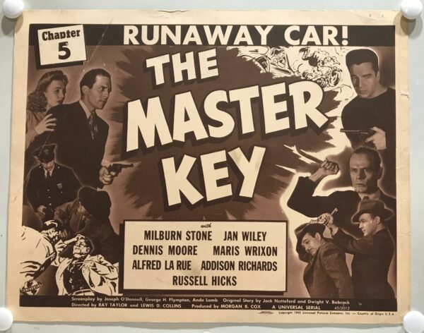 ORIGINAL SERIAL LOBBY CARD - THE MASTER KEY - 1945 - Ch 5 "Runaway Car ...
