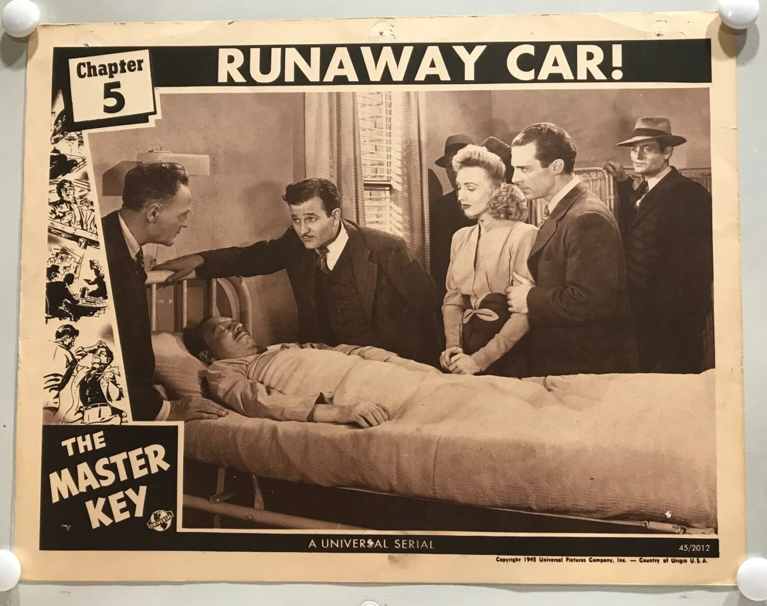 ORIGINAL SERIAL LOBBY CARD - THE MASTER KEY - 1945 – scene card - Ch 5 "Runaway Car" - Milburn ...