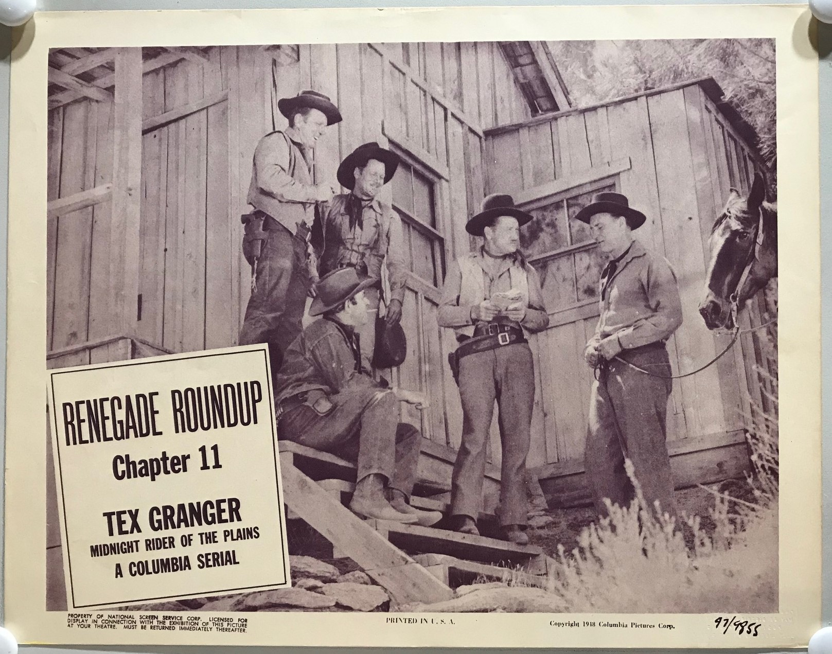 ORIGINAL SERIAL LOBBY CARD - TEX GRANGER: Midnight Rider of the Plains (b) - 1947 - Ch 11 ...