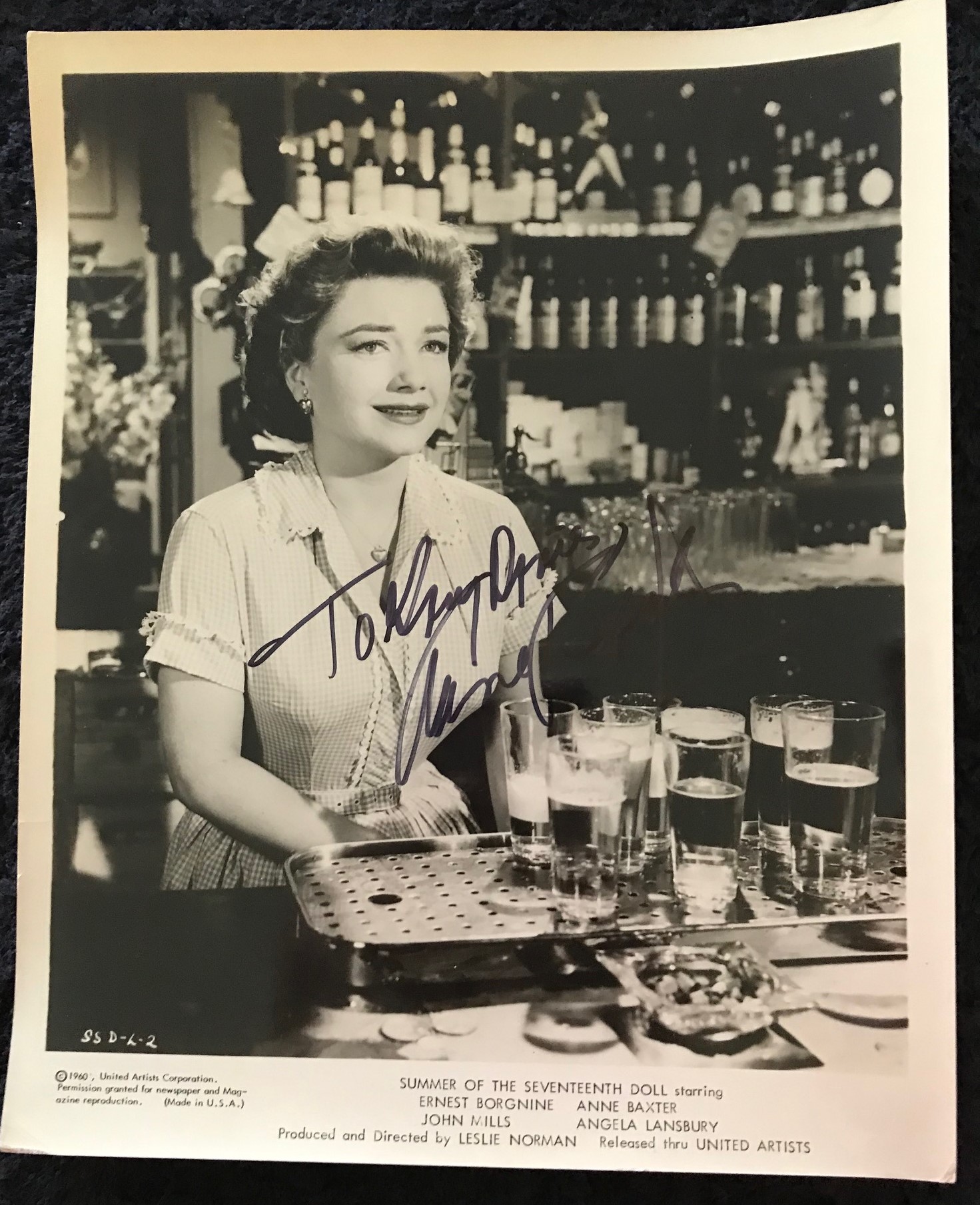 ANNE BAXTER - AUTOGRAPHED 8 x 10 PUBLICITY PHOTOGRAPH from Summer of ...