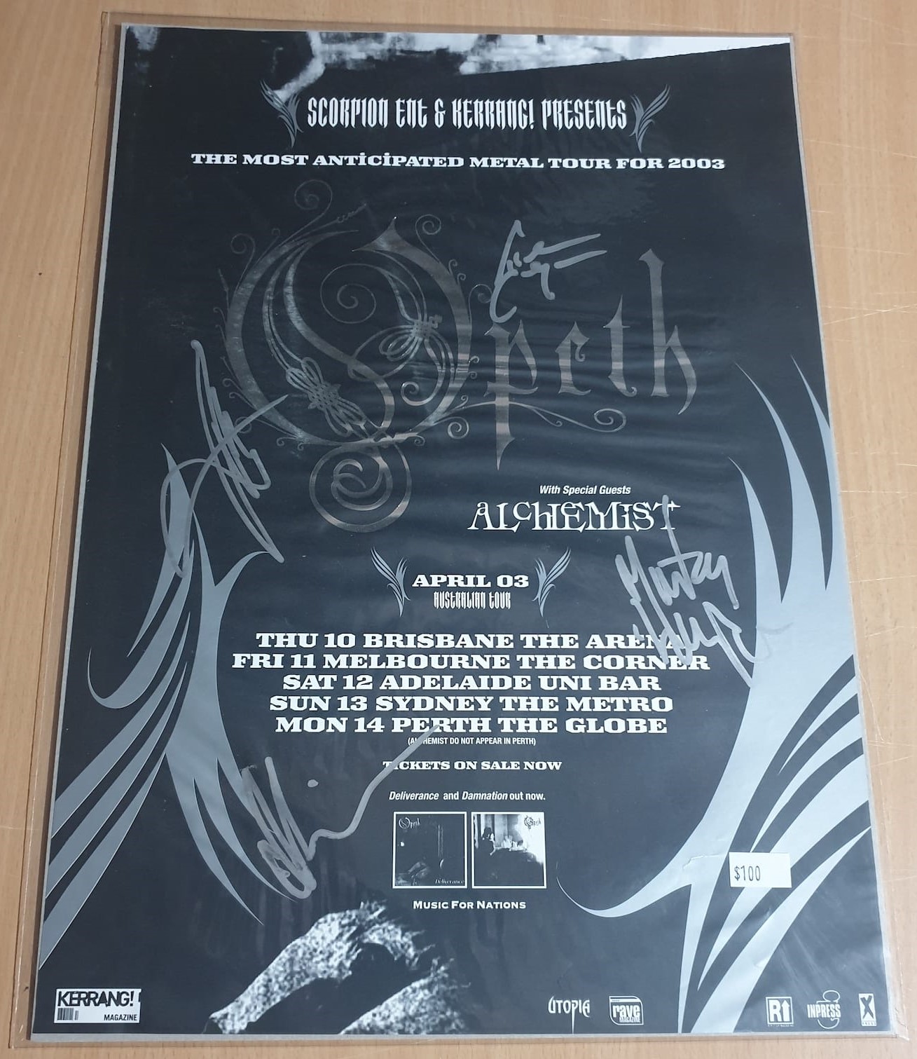MUSIC PROMO POSTER - SIGNED - OPRTH - AUSTRALIAN METAL TOUR 2003 - X ...