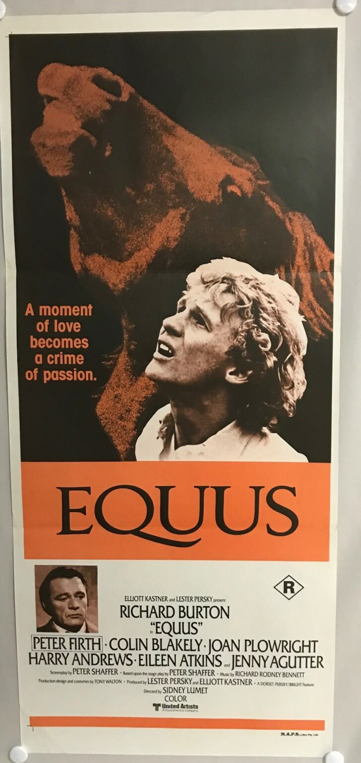 ORIGINAL DAYBILL MOVIE POSTER - EQUUS - 1977 (B) - X Marks The Shop