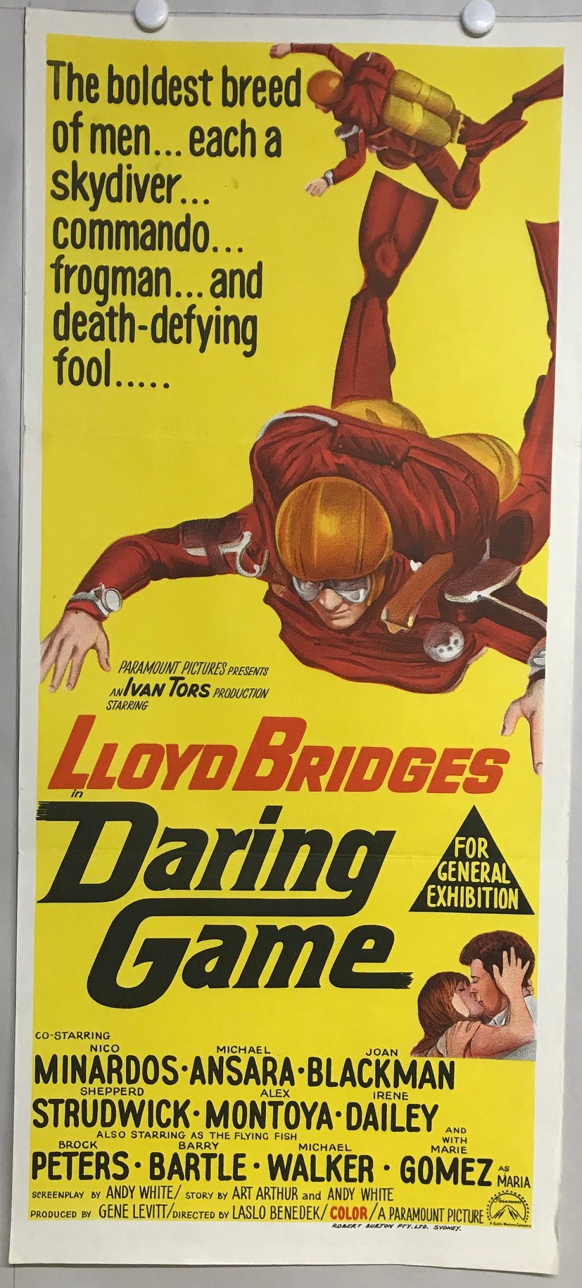 ORIGINAL DAYBILL MOVIE POSTER - DARING GAME - 1968 - X Marks The Shop