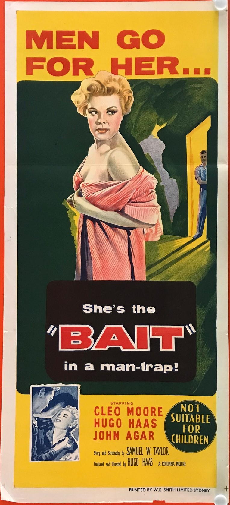 ORIGINAL DAYBILL MOVIE POSTER - BAIT (b) - 1954 - X Marks The Shop