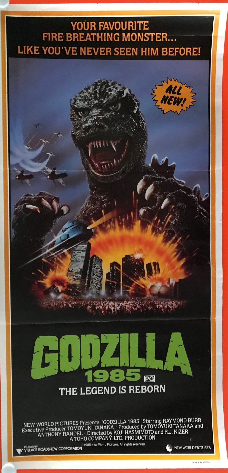 ORIGINAL DAYBILL MOVIE POSTER - GODZILLA 1985 - THE LEGEND IS REBORN ...