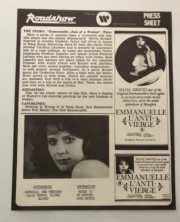 ORIGINAL MOVIE PRESS SHEET - EMMANUELLE 2 - 1975 - Sylvia Kristel ...