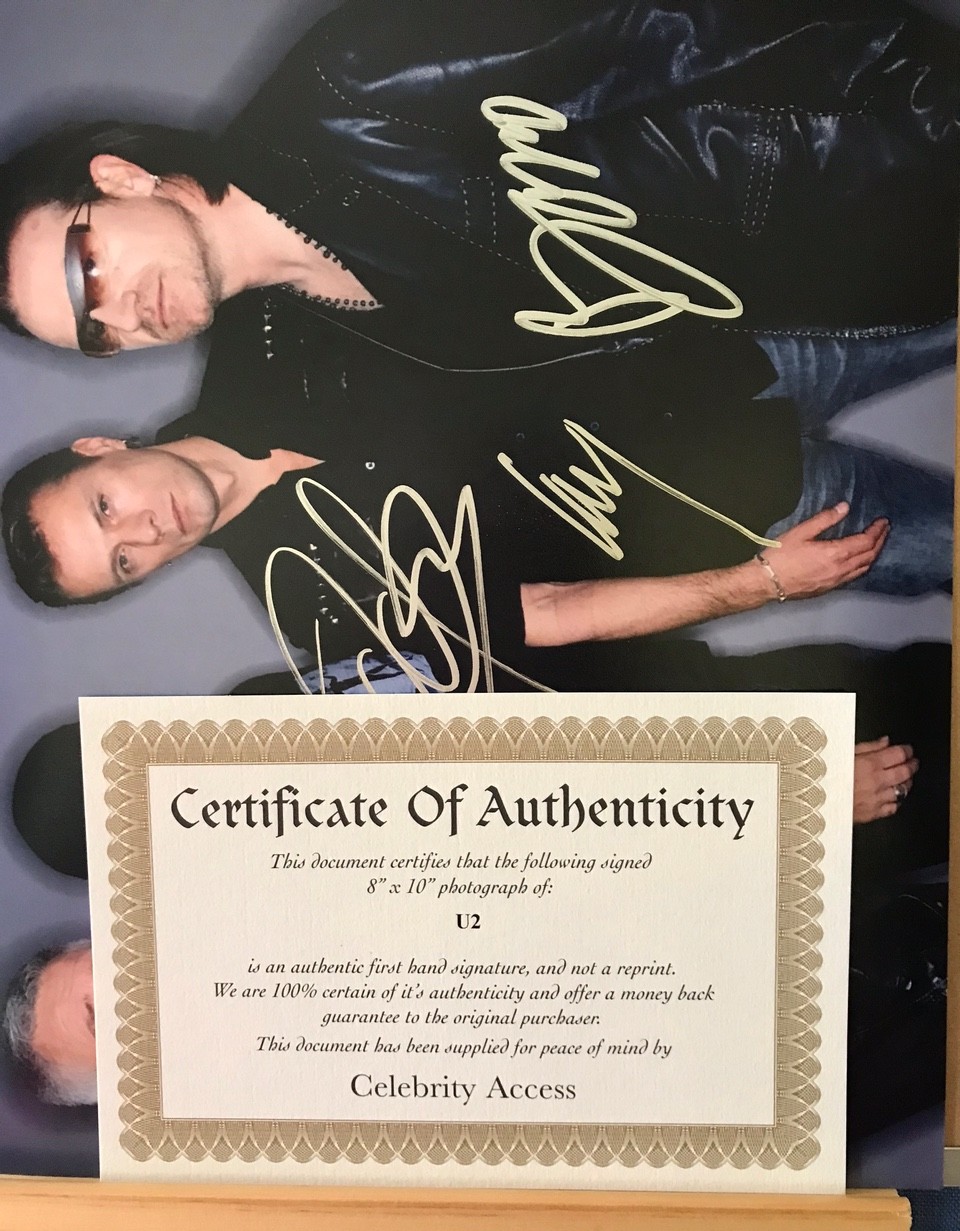 AUTOGRAPH PHOTO - U2 - 8 x 10 - with COA - X Marks The Shop